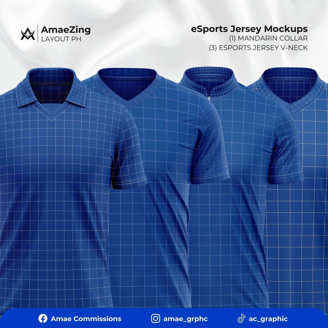 Esports Jersey Mockup Bundle: Mandarin Collar & V-neck (PSD, Digital ...