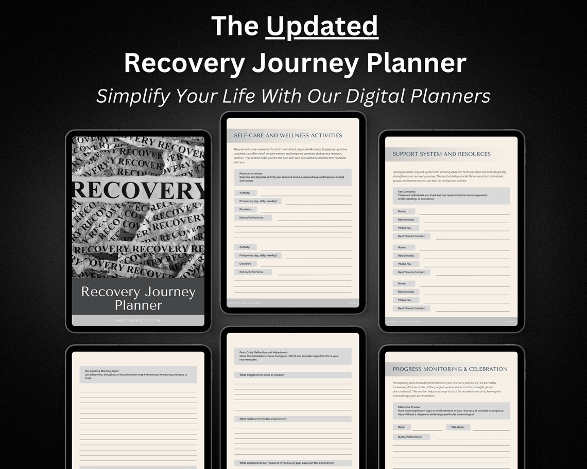 Addiction Recovery Planner, Health and Wellness Activity Tracker ...