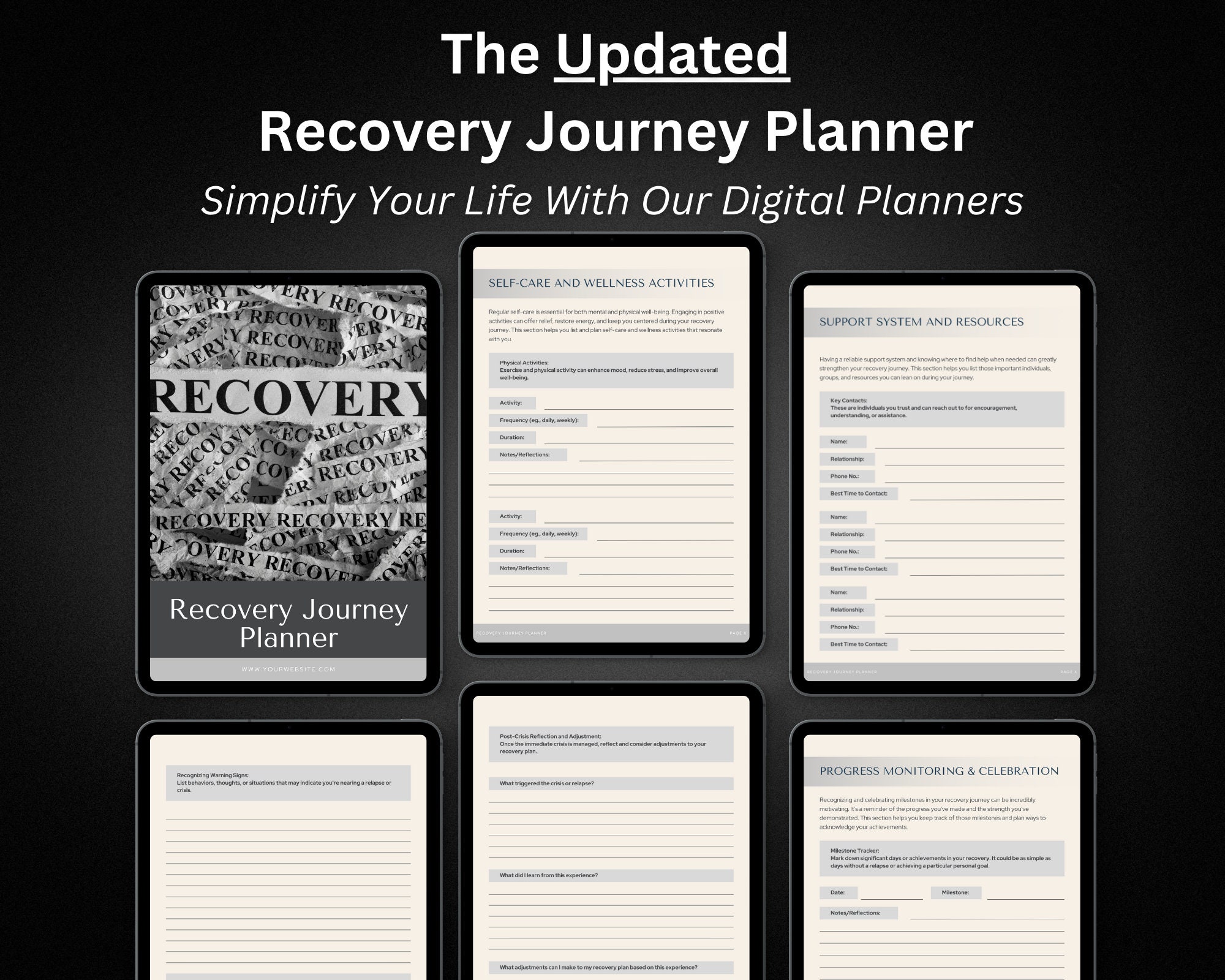 Addiction Recovery Planner, Health and Wellness Activity Tracker ...