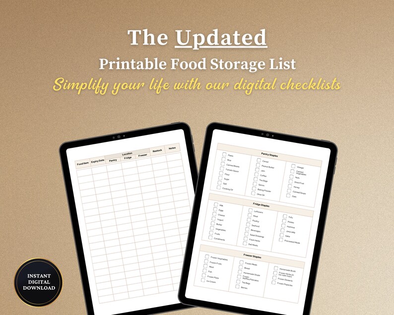 Printable Food Storage Checklist, Pantry Organization Checklist ...