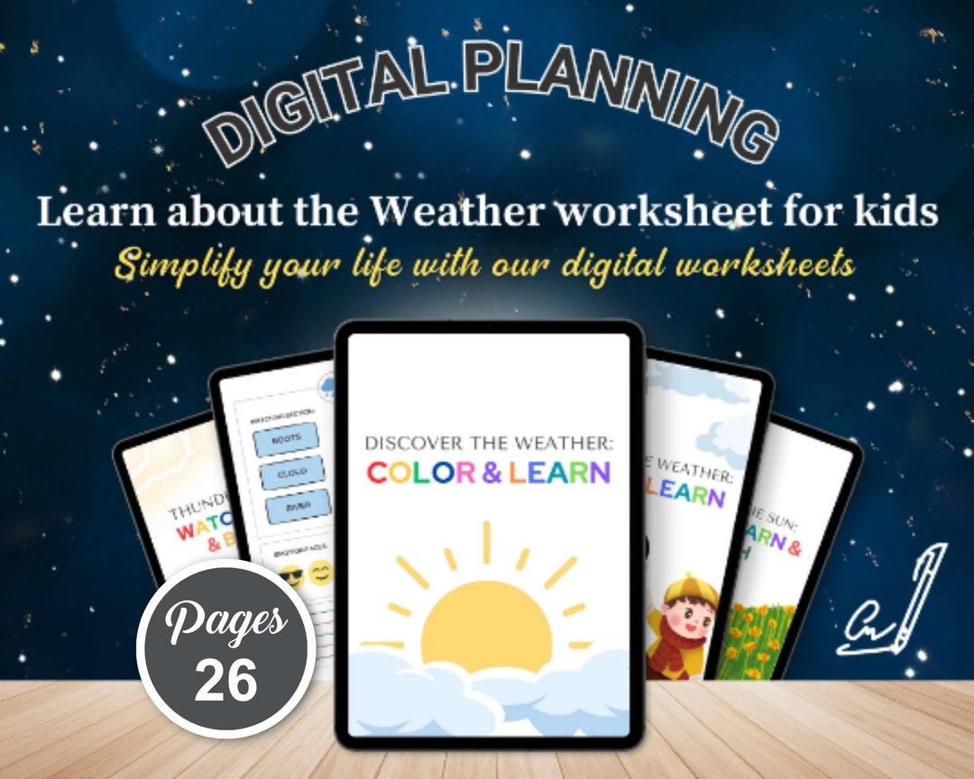 Weather Learning Activity, Digital Worksheet for Kids, Editable Canva ...
