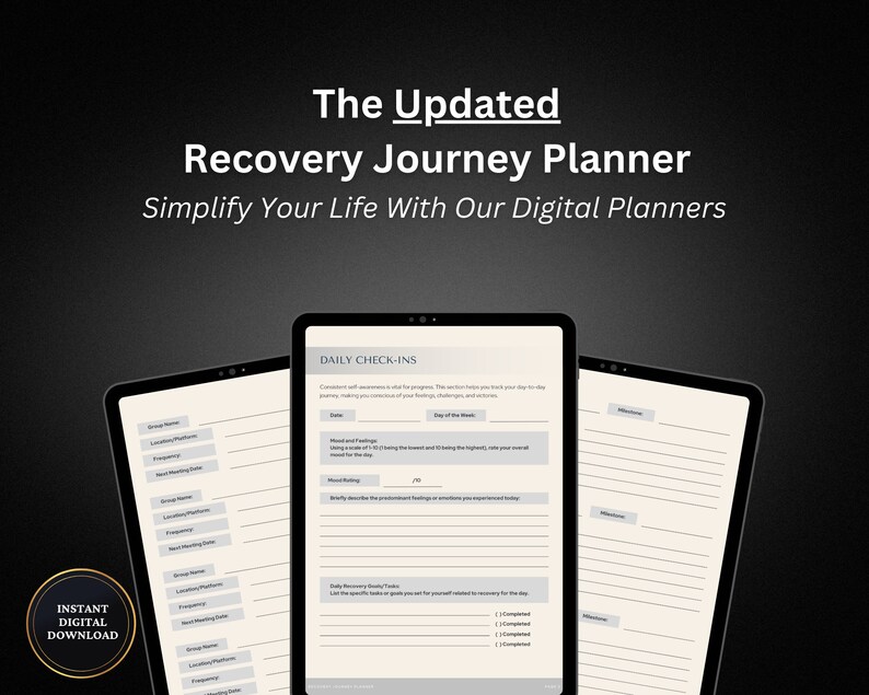 Addiction Recovery Planner, Health and Wellness Activity Tracker ...