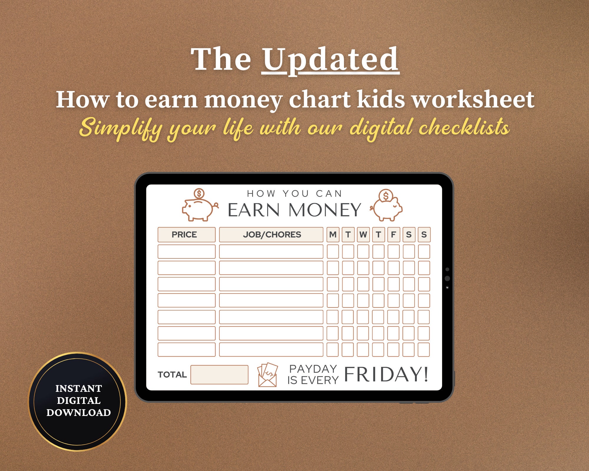 Money Template, How to Earn Money Chart, Editable Chore Chart for Kids ...