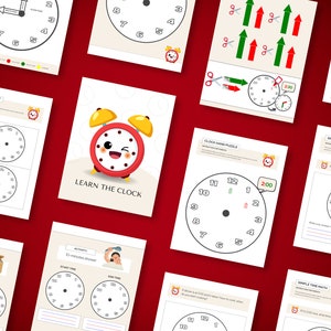 Clock Learning Activity, Digital Worksheet for Kids, Editable Canva ...