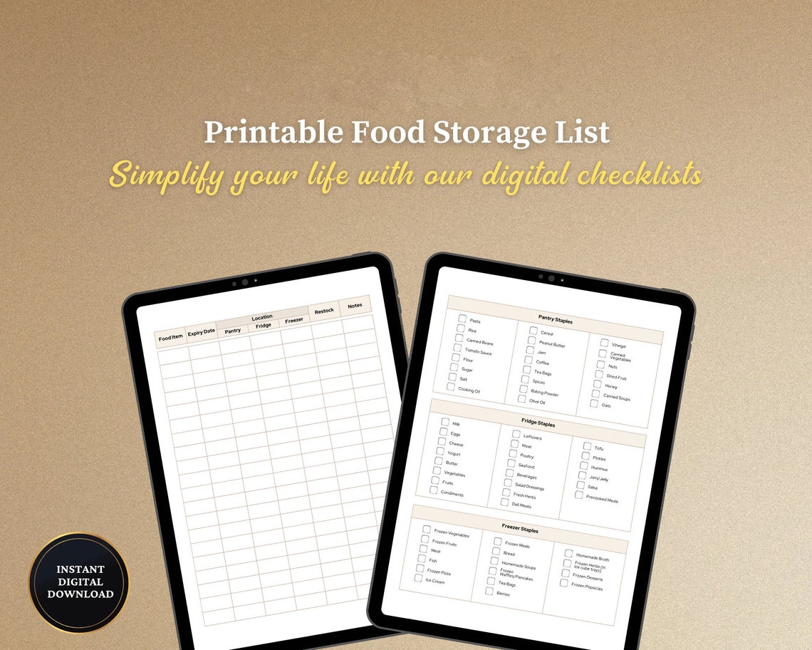 Printable Food Storage Checklist, Pantry Organization Checklist ...