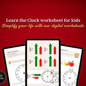 Clock Learning Activity, Digital Worksheet for Kids, Editable Canva ...