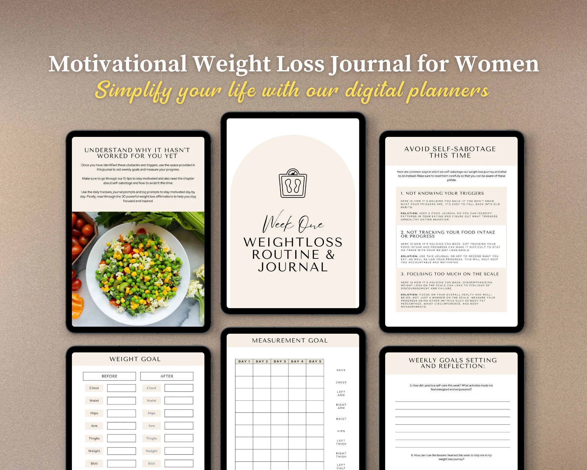 Weight Loss Journal for Women, Motivational Diet Weight Loss Journal ...