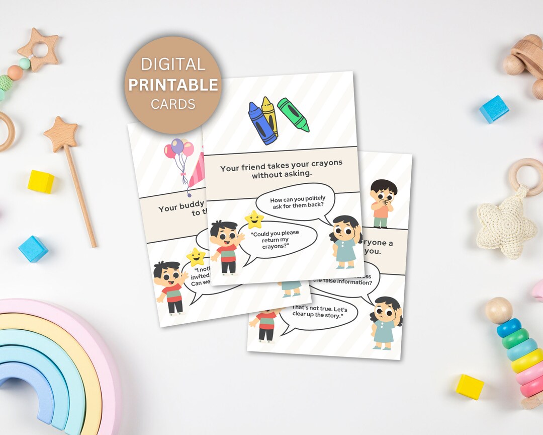 Social Skills Cards for Kids, Conflict Resolution Digital Cards ...