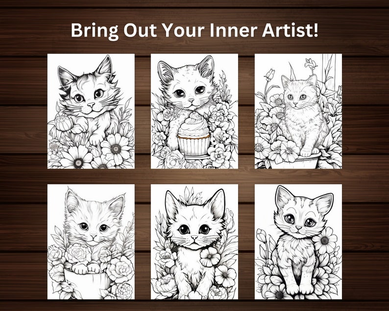Cute Cat Coloring Page, Kittens Coloring Pages, Digital Coloring ...