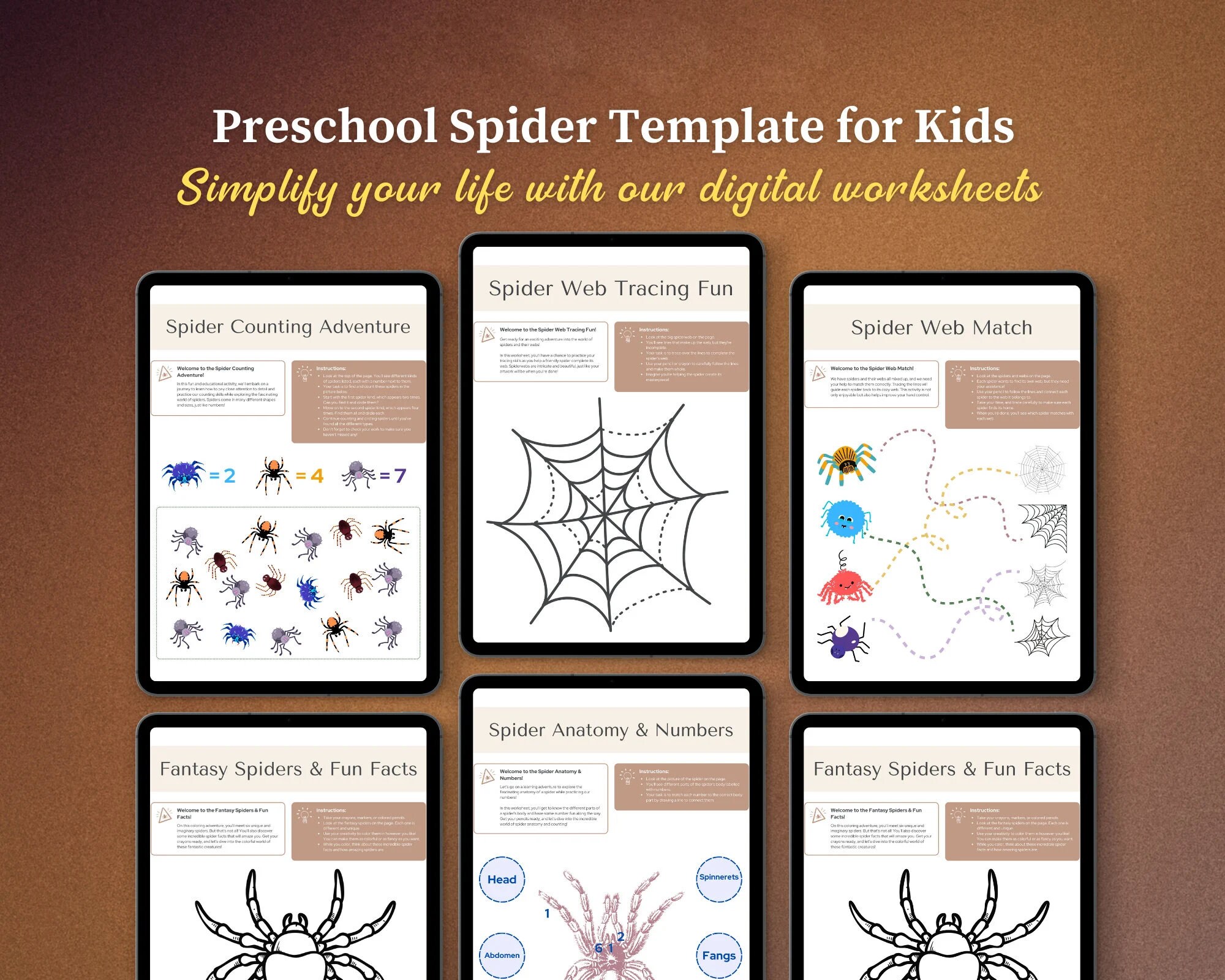 Spider Preschool Worksheets for Kids, Preschool Learning, Editable ...