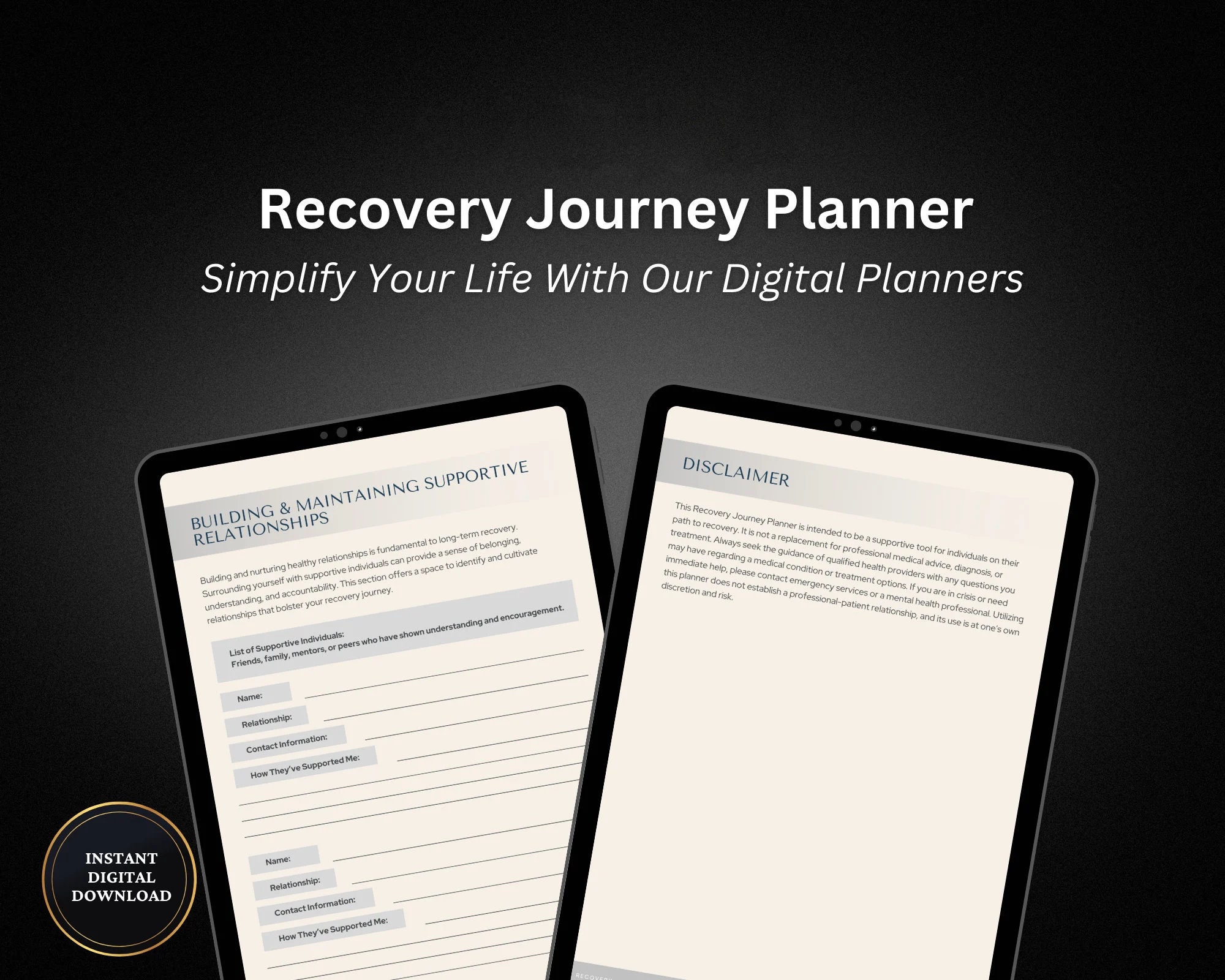 Addiction Recovery Planner, Health and Wellness Activity Tracker ...