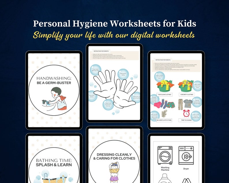 Personal Hygiene Worksheets for Kids, Editable Canva Template for ...