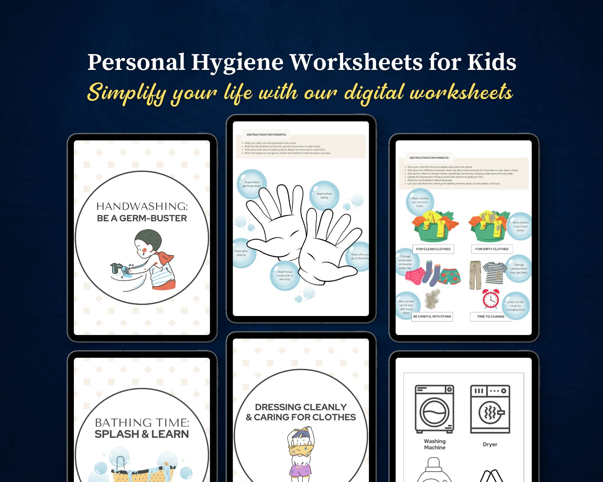 Personal Hygiene Worksheets for Kids, Editable Canva Template for ...