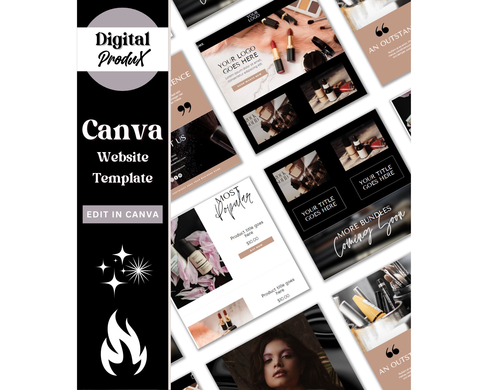 Beauty Website Template, Makeup Templates, Canva Website Template ...