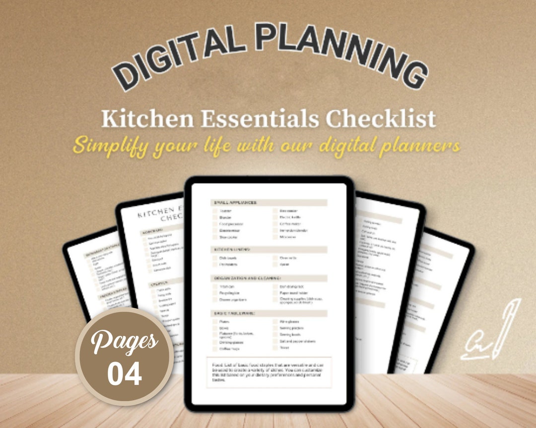 Kitchen Essentials Checklist, Printable Kitchen Inventory, Pantry ...