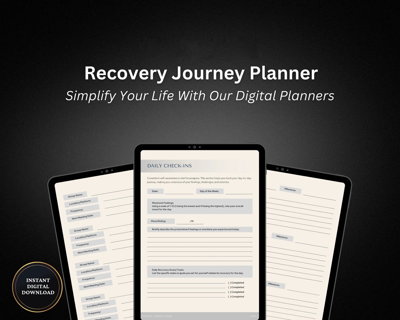 Addiction Recovery Planner, Health and Wellness Activity Tracker ...