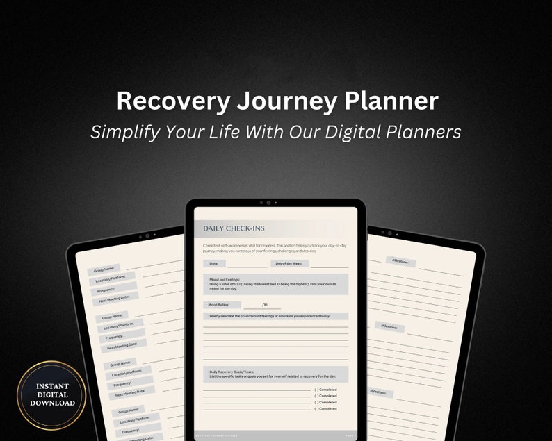 Addiction Recovery Planner, Health and Wellness Activity Tracker ...