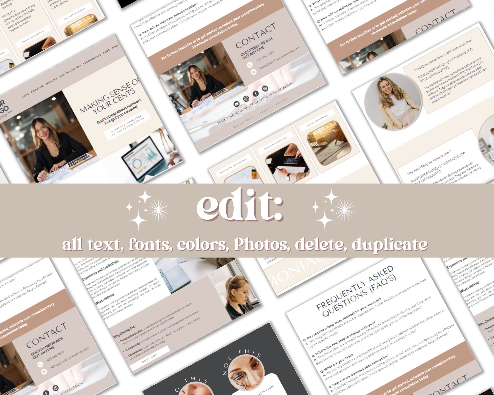 Accounting Template, Accounting Website Template, Canva Bookkeeping ...