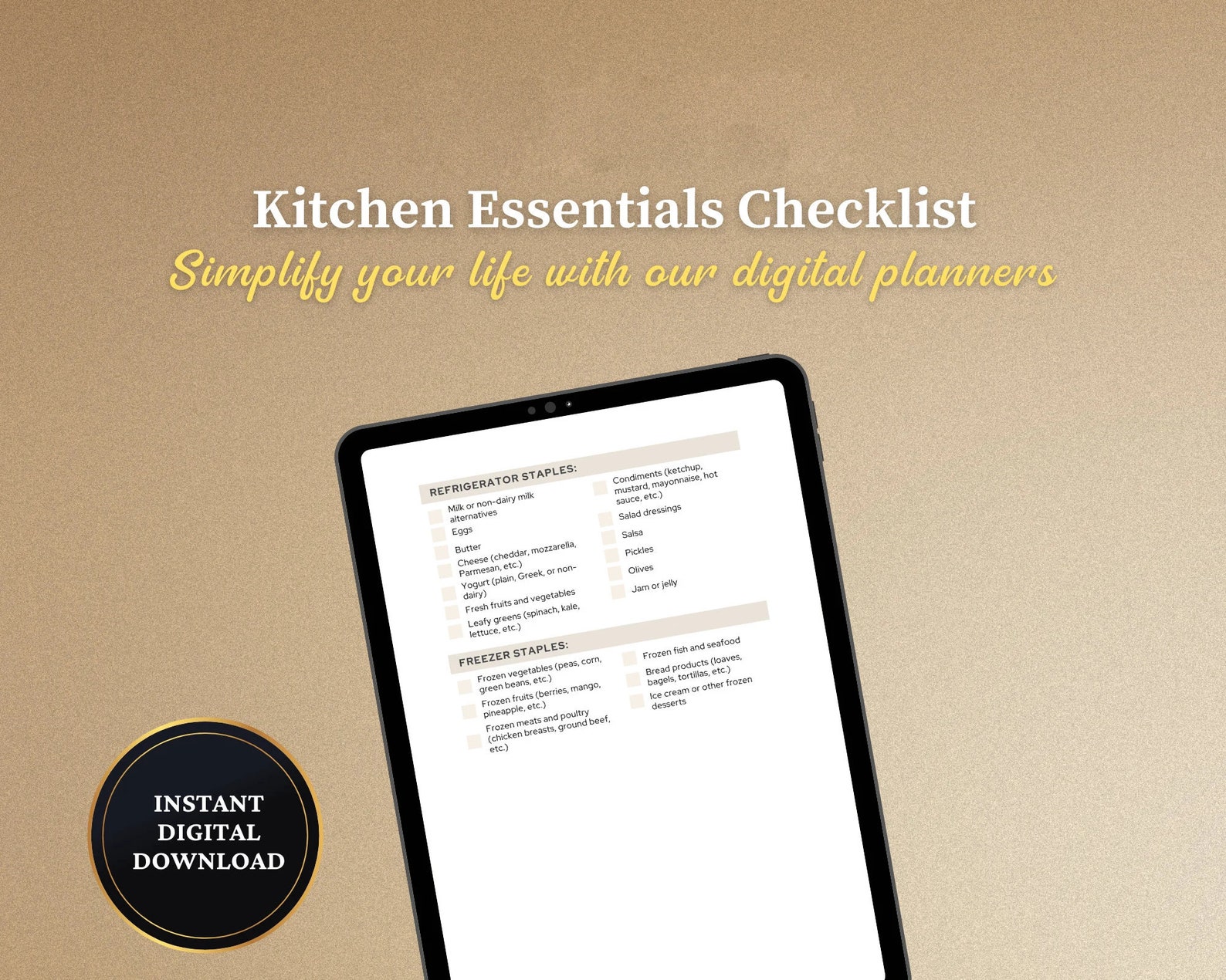 Kitchen Essentials Checklist, Printable Kitchen Inventory, Pantry ...