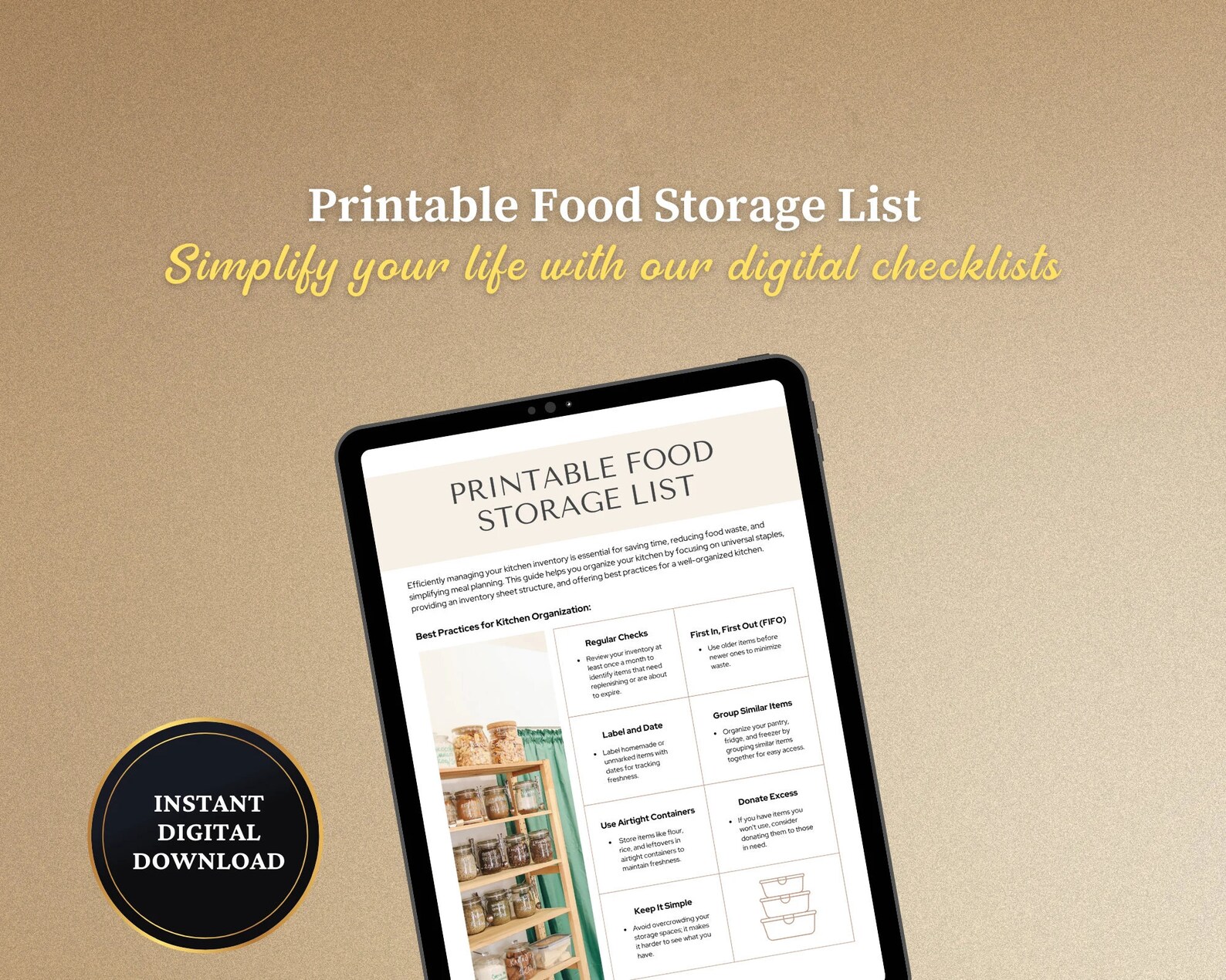 Printable Food Storage Checklist, Pantry Organization Checklist ...