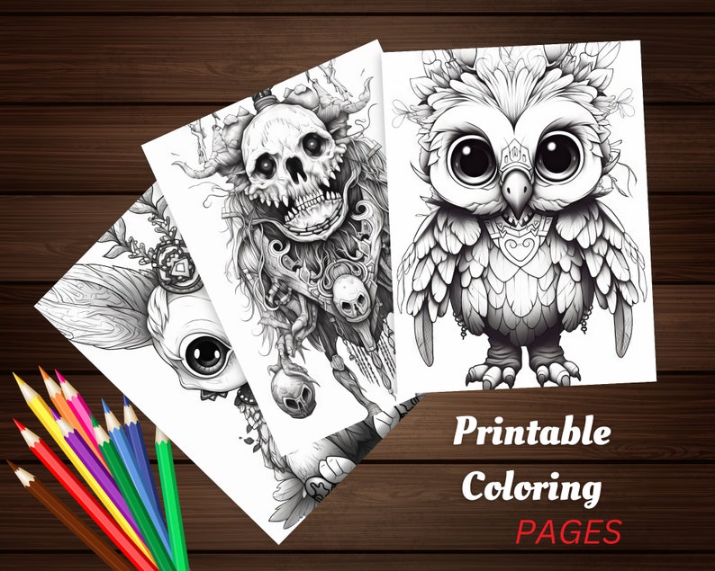 Creepy Cute Animals Coloring Book, Digital Coloring Book for Adults ...