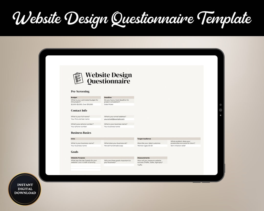 Website Design Sheet, Website Questionnaire Template, Google ...