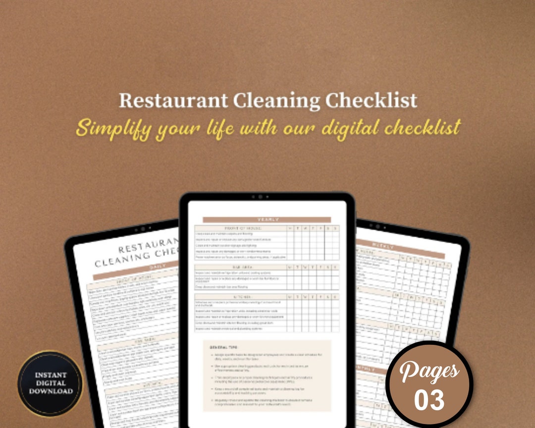 Restaurant Cleaning Checklist, Editable Cleaning Schedule, Editable ...