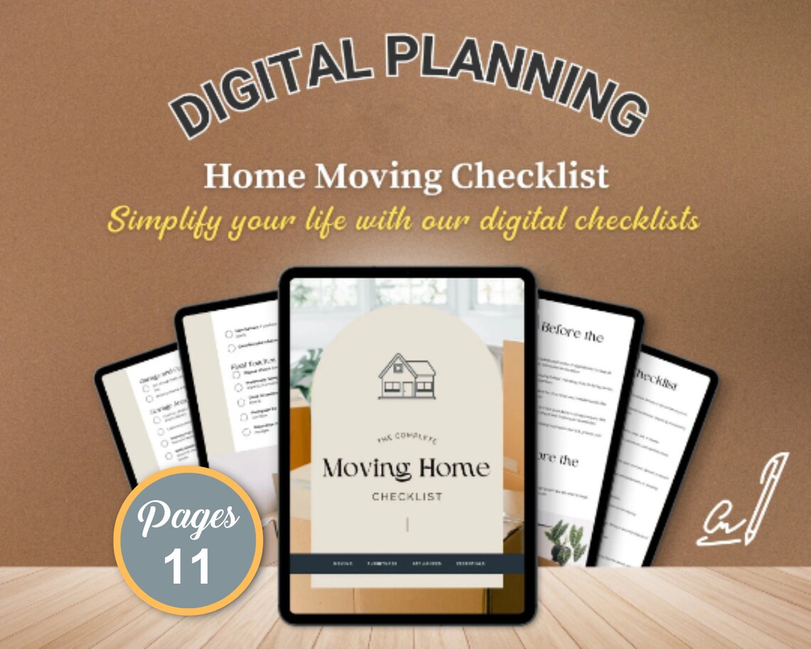 Moving Home Checklist, Digital Schedule Template, Editable Canva ...