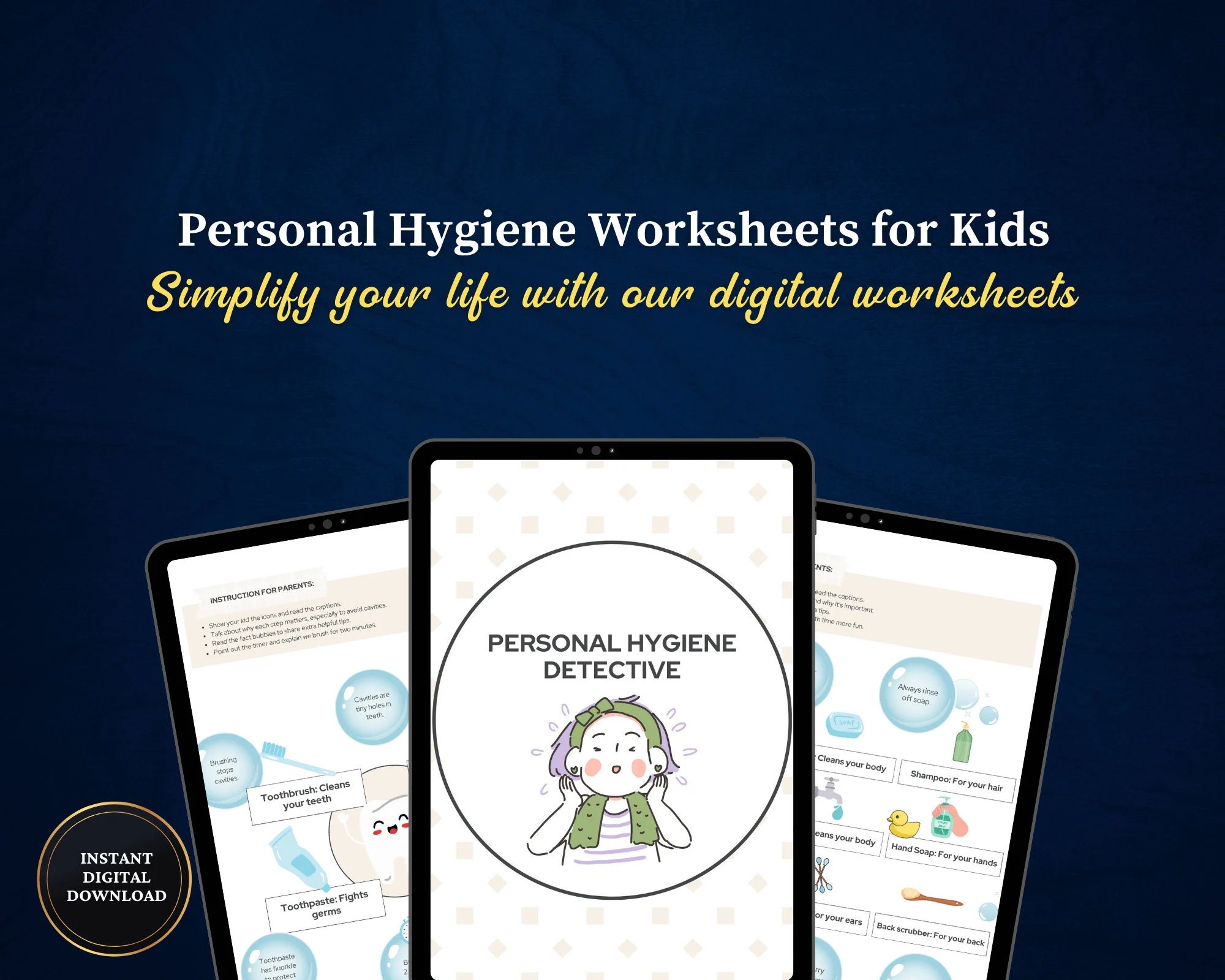 Personal Hygiene Worksheets for Kids, Editable Canva Template for ...