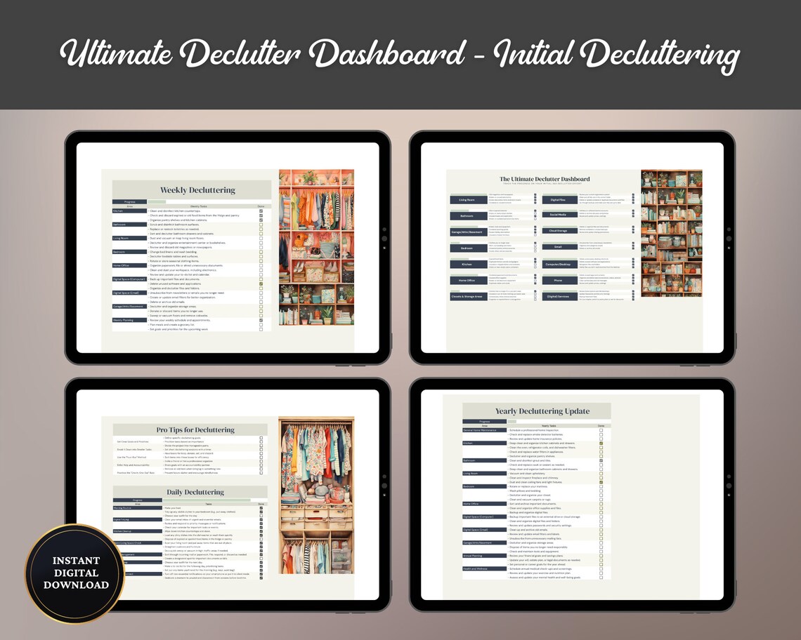 Declutter Checklist Template, Ultimate Declutter Dashboard Template ...
