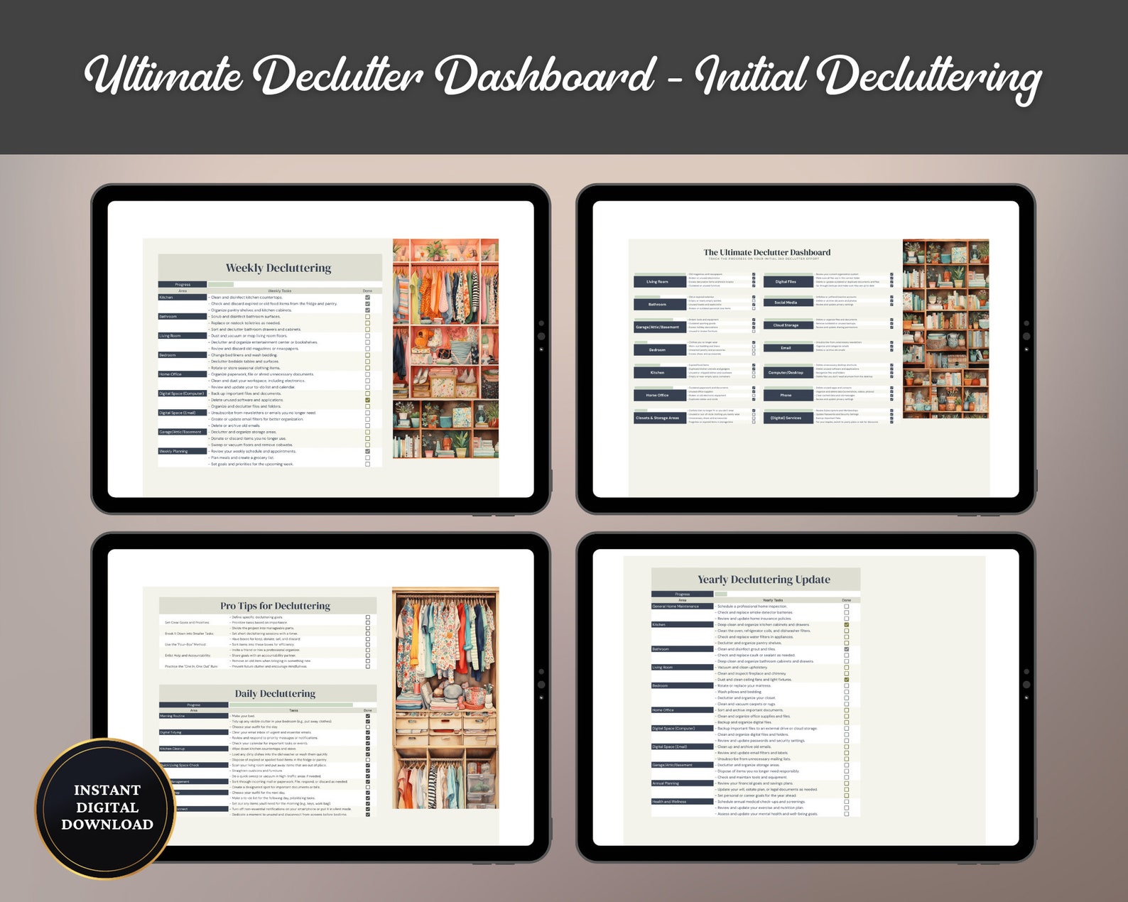 Declutter Checklist Template, Ultimate Declutter Dashboard Template ...