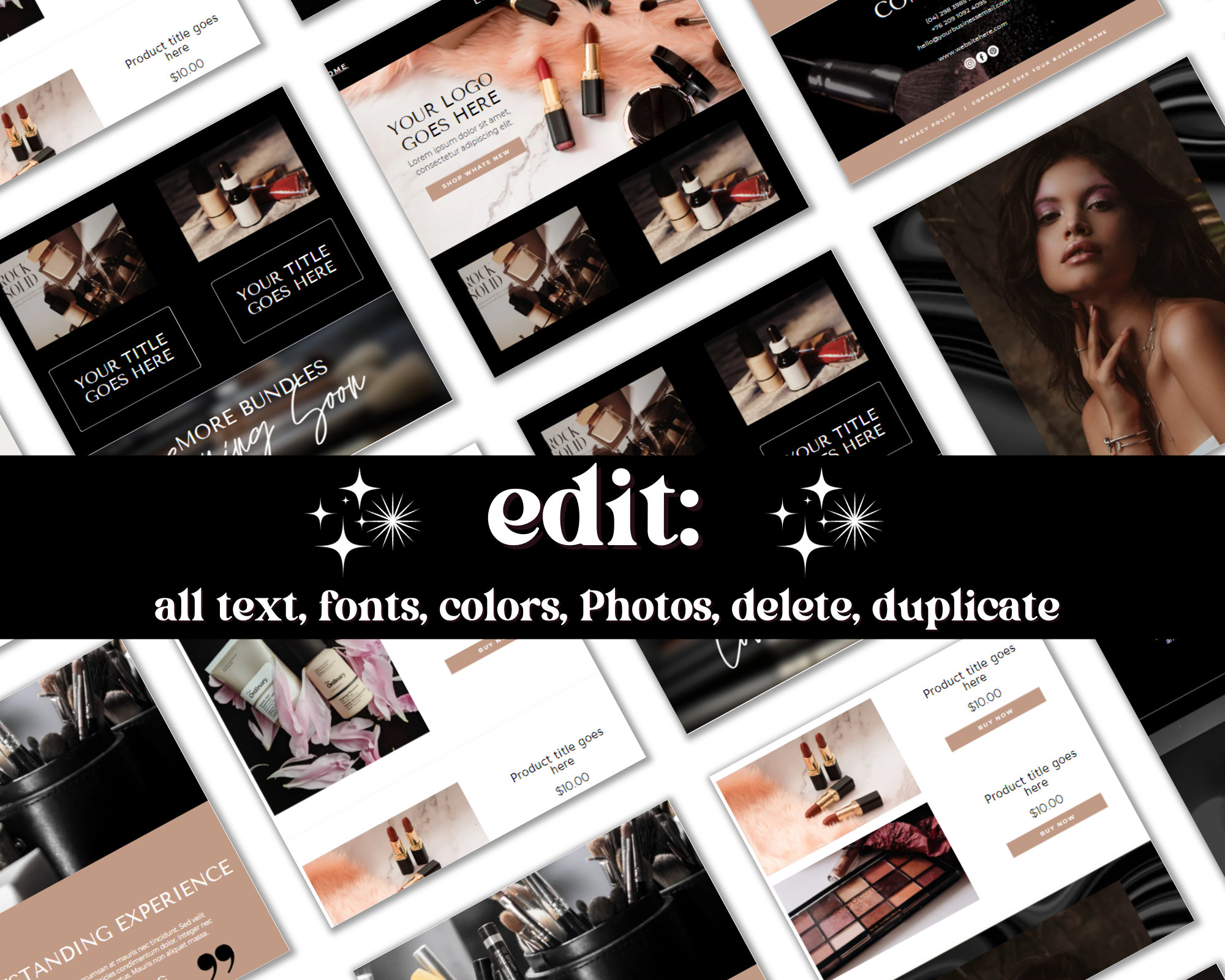 Beauty Website Template, Makeup Templates, Canva Website Template ...