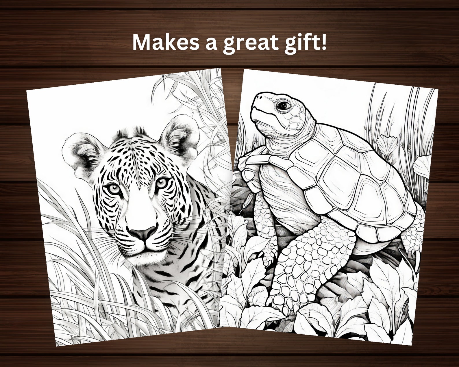 Jungle Animals Coloring Book, Wild Animals Coloring Book, Stress Relief ...