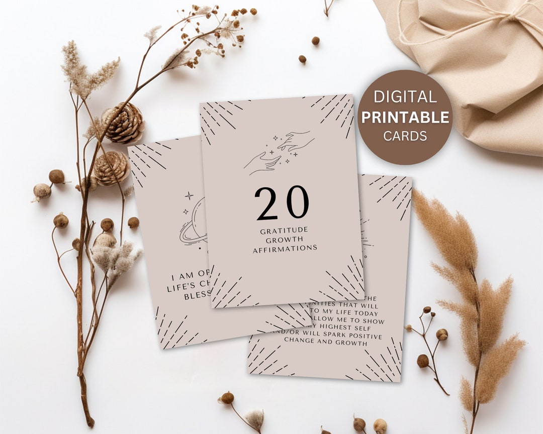 Growth Mindset Affirmation Cards, Mindfulness Cards, Digital Mental ...
