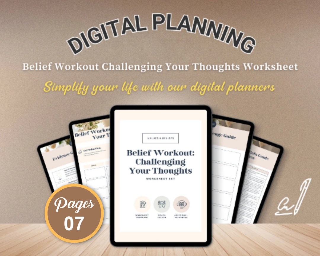 Coaching Worksheet Set, Belief Workout Challenging Your Thoughts ...