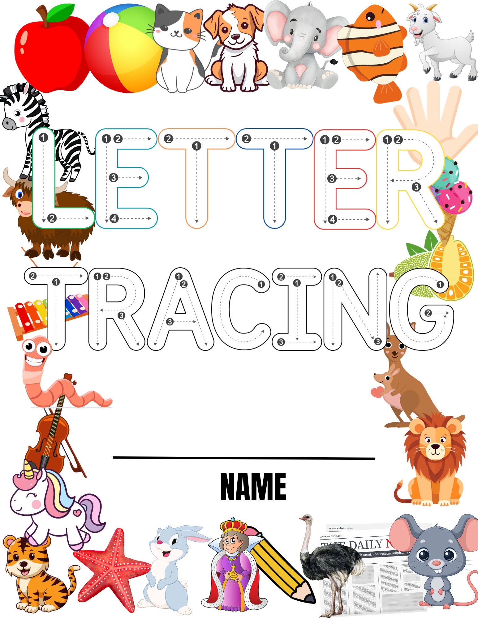 Letter Tracing, Alphabet Tracing, Tracing PDF File - Etsy