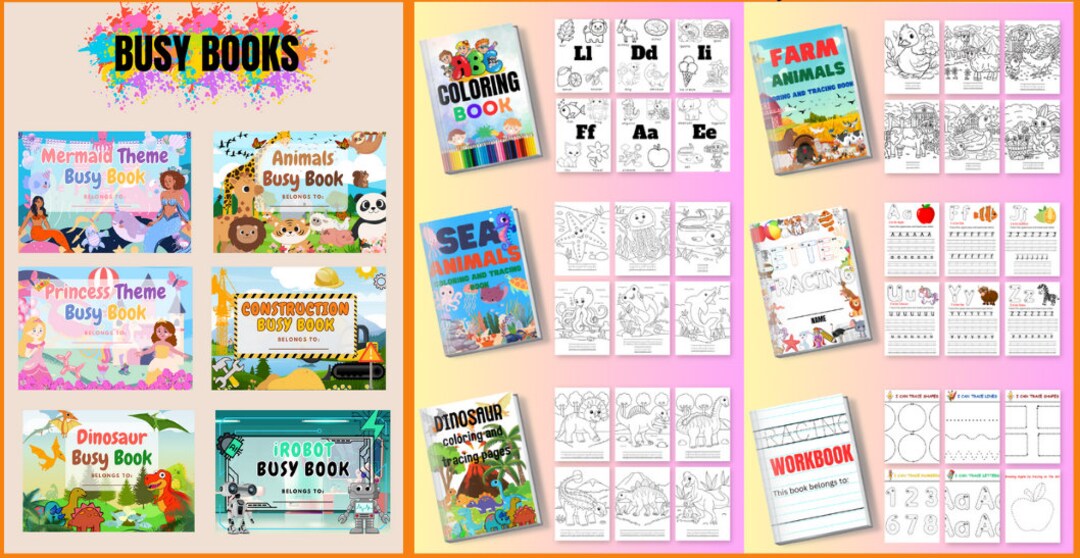 Busy Book - Activity Worksheets Digital Download, Bundle Activity ...
