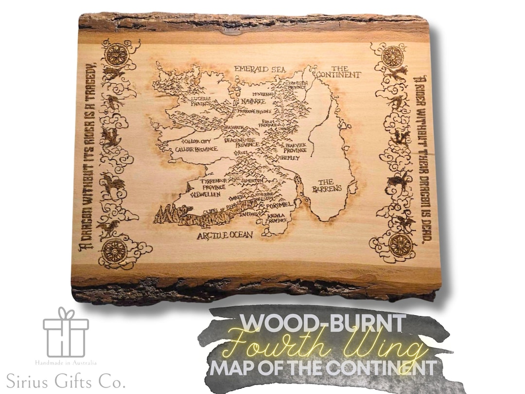Handmade Fourth Wing Map: Wood-burnt Basswood Live Edge Wall Art - Etsy ...