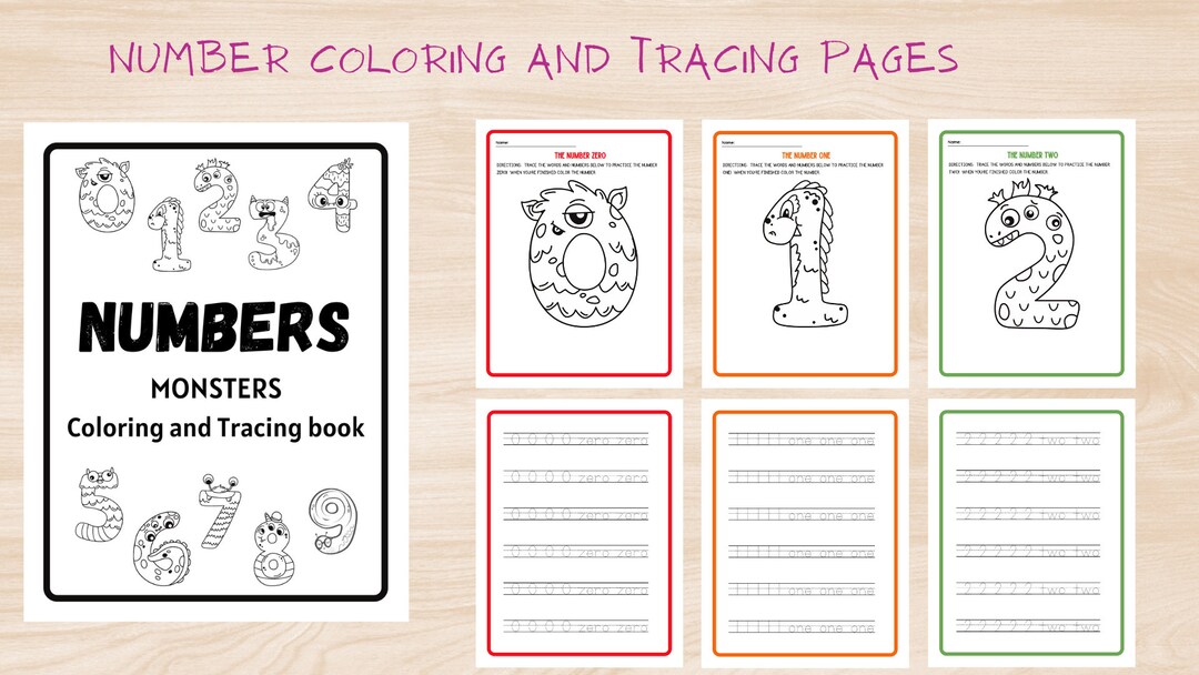 Numbers Monsters Coloring and Tracing Pages, Printable Downloads ...
