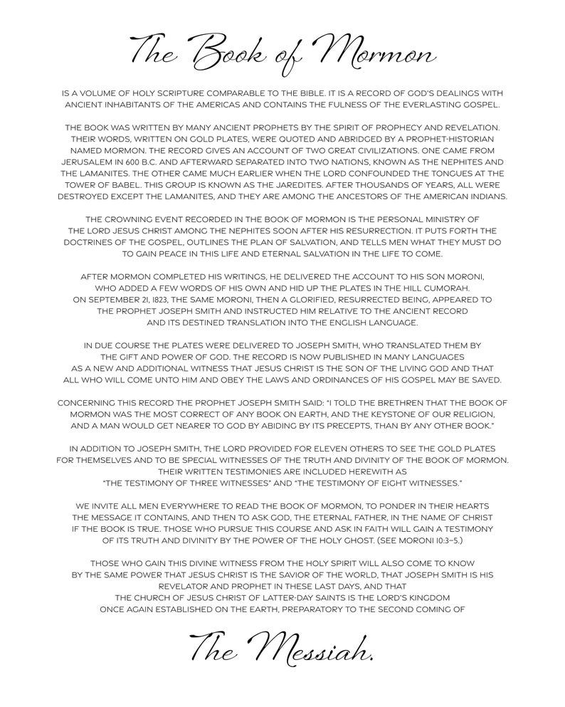 Book of Mormon Printable Poster original Digital Download - Etsy