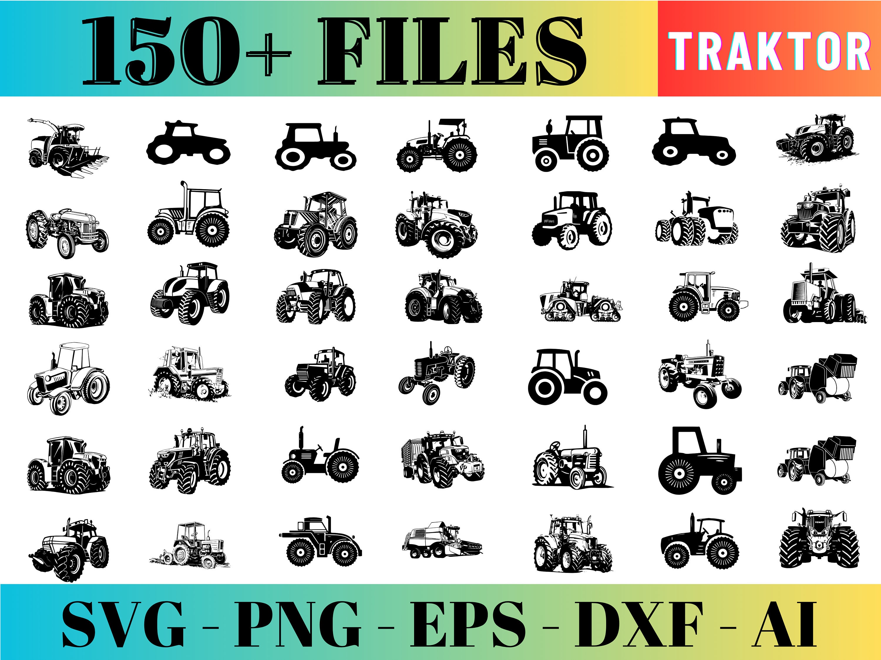 Tractor SVG Bundle, Tractor PNG Bundle, Tractor SVG Files for Cricut ...