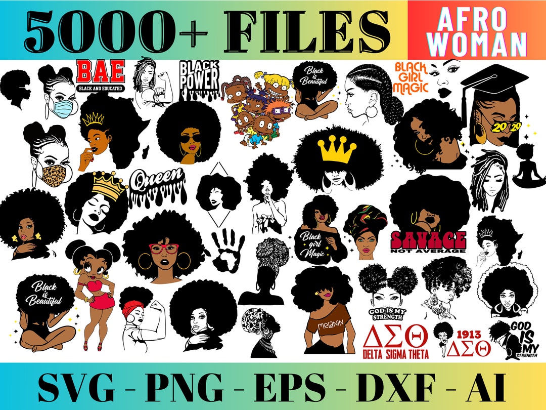 Afro Woman Svg Bundle, African American Svg, Afro Queen Svg, Afro Girl ...