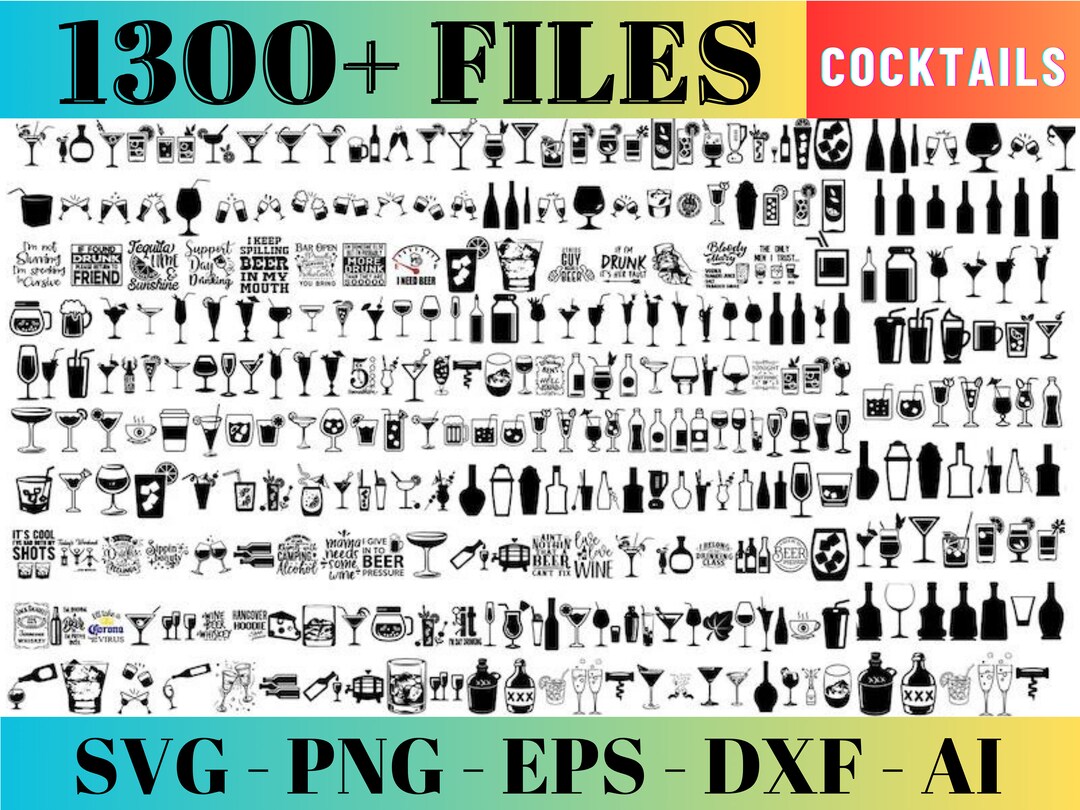 Cocktail Svg, Alcohol Svg Bundle, Shot Glass Svg, Drink Svg, Cocktail ...