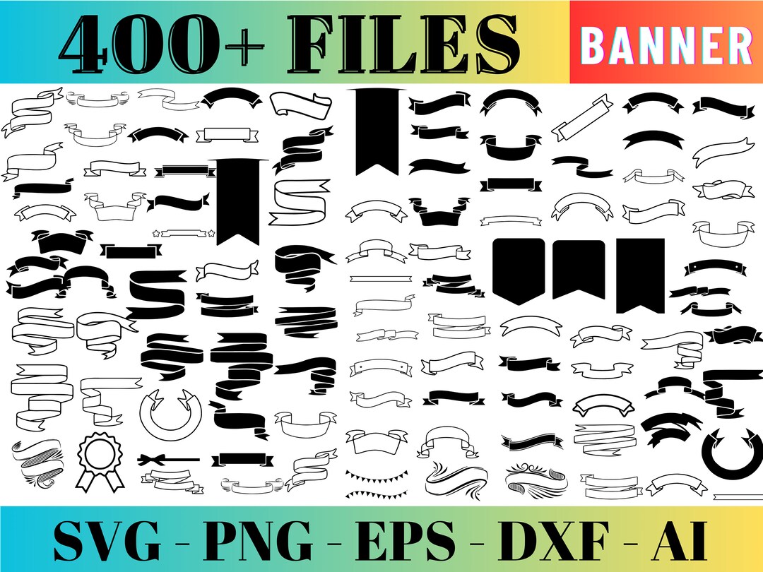 Banner svg, Paquete de cinta svg, archivos de corte svg de banner de ...