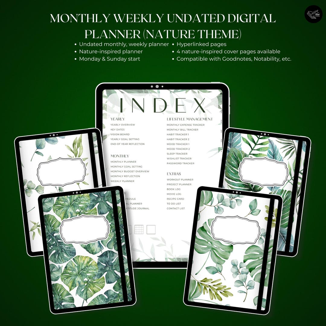 Nature-themed Planner, Planner Digital Undated Goodnotes, Aesthetics ...