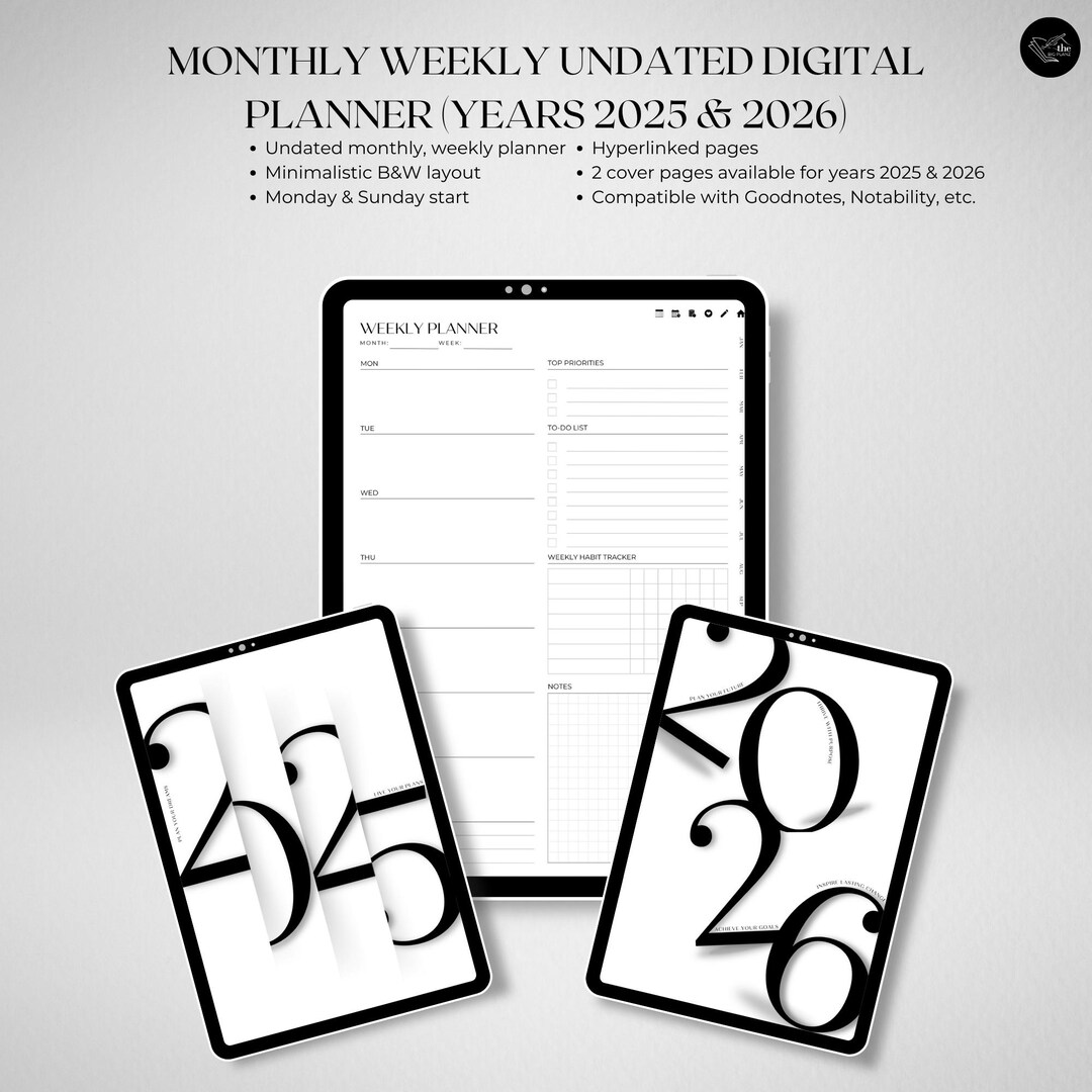 2025, 2026 Undated Digital Planner, Planner Digital Undated Goodnotes ...