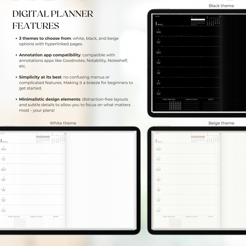 2024 Digital Planner, Muji-inspired Digital Planner, iPad Planner ...