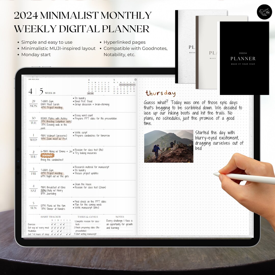 2024 Digital Planner, Muji-inspired Digital Planner, iPad Planner ...