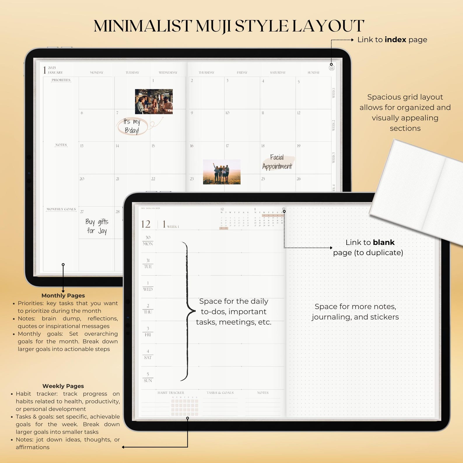 Digital Planner 2025, Minimalist Digital Planner 2025, Week Planner ...