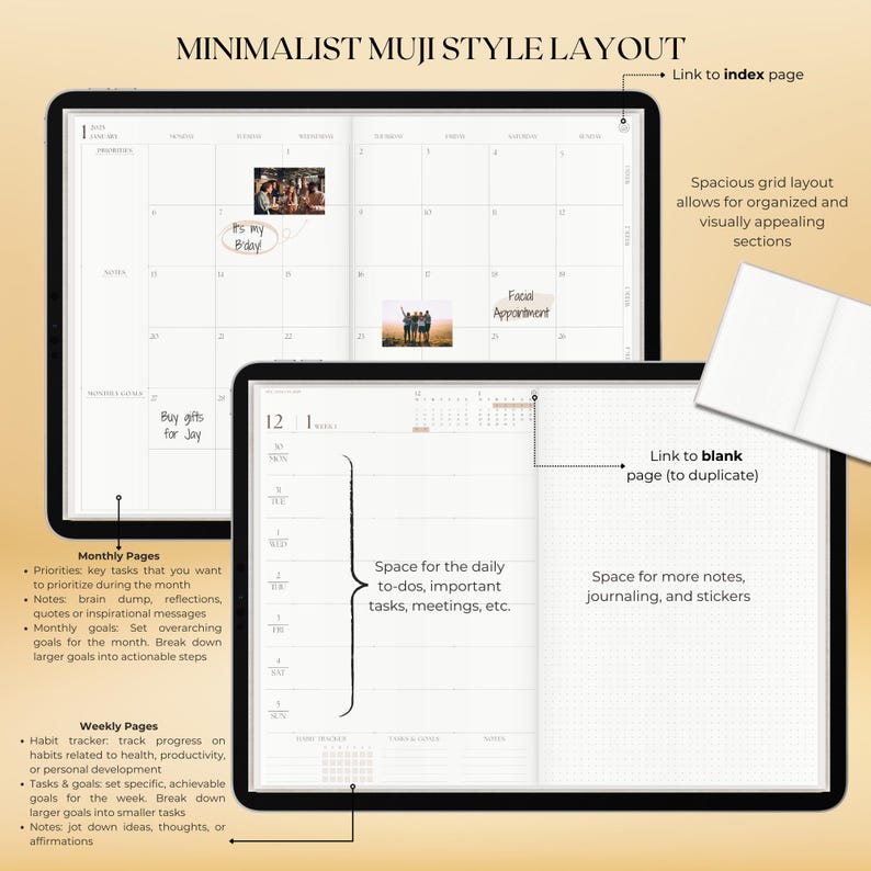 Digital Planner 2025, Minimalist Digital Planner 2025, Week Planner ...
